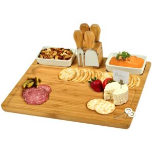 Picnic at Ascot NCAA Alabama Crimson Tide Officially Licensed Bamboo Cheese/Charcuterie Board with knife Set & cheese Markers