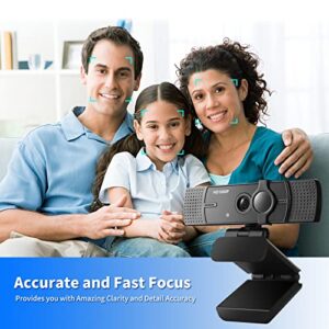 Webcam with Microphone, No Distortion Privacy Cover 1080P USB Camera Plug Play Mic Full Ultra HD Web Camera Video Cam Calling Conferencing Streaming for PC/Desktop/Computer/Mac/Laptop/MacBook