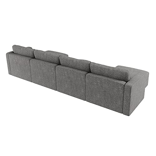 HONBAY Reversible Modular Sectional Couch U Shaped Modular Sofa with Wide Chaise Oversized Modular Sectional Sofa with Storage Seat, 149'', Light Grey