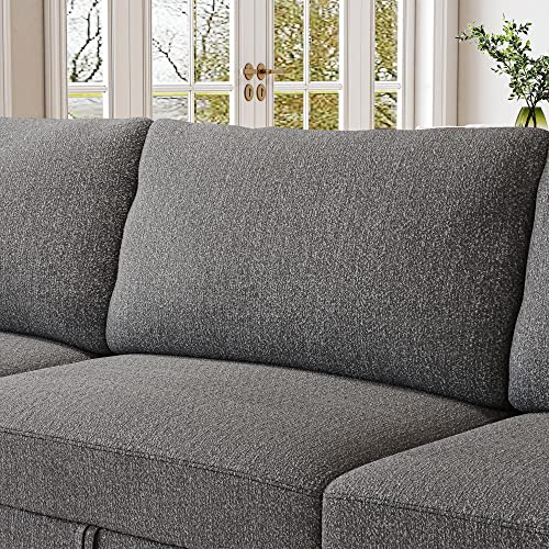 HONBAY Reversible Modular Sectional Couch U Shaped Modular Sofa with Wide Chaise Oversized Modular Sectional Sofa with Storage Seat, 149'', Light Grey