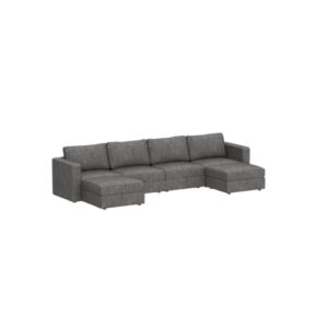 HONBAY Reversible Modular Sectional Couch U Shaped Modular Sofa with Wide Chaise Oversized Modular Sectional Sofa with Storage Seat, 149'', Light Grey