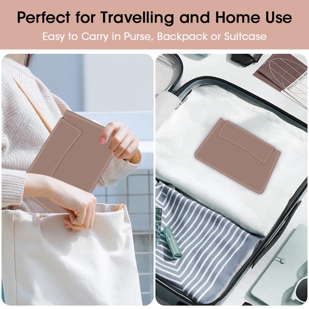 Silicone Makeup Bag Travel, Magnetic Large Toiletry Bag for Women Premium Travel Easy Carry Cosmetic Bags Soft for Makeup, Beauty Tools, Brushes Silicone Makeup Organizer Bag Holder Cute Set-Khaki