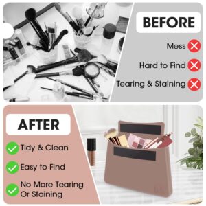 Silicone Makeup Bag Travel, Magnetic Large Toiletry Bag for Women Premium Travel Easy Carry Cosmetic Bags Soft for Makeup, Beauty Tools, Brushes Silicone Makeup Organizer Bag Holder Cute Set-Khaki