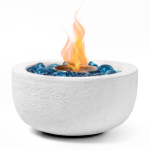 tabletop fire pit, indoor & outdoor fire pits with smokeless burn, portable concrete table top firepit, mini fireplace, small fire pit, rubbing alcohol table top fire pit bowl