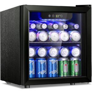 antarctic star 12 bottle/48 can beverage refrigerator, wine cooler/cabinet, mini drink fridge, clear front glass door counter top red cellar beer soda bar quiet compressor freestanding 1.3 cu.ft.……