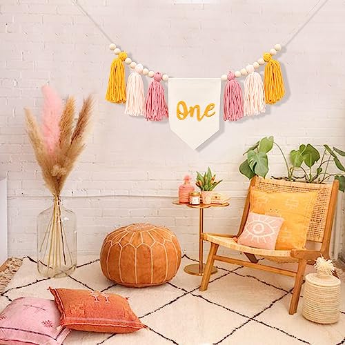 Boho Sun Birthday High Chiar Yarn Tassel Garland Banner - Sunshine 1st Birthday Decoration,Sunshine 1st Birthday High Chair Banner,First Trip Around The Sun High Chair Tassel Garland