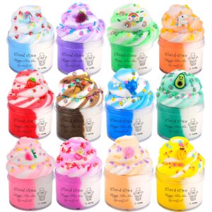 12 pack cloud slime kit two-toned fidget toy, educational slime toys, birthday gifts prize party favors for girl boys kids 6 7 8 9 10 11 12