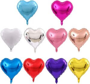 50pcs 5inch small star-shaped helium foil balloons wedding birthday party backdrop decor air inflatable globos child gift toy supply anniversary graduation party decoration,assorted color (heart)