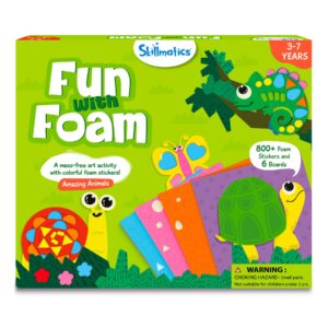 skillmatics art activity - fun with foam animals, no mess felt sticker art for kids, craft kits, diy activity, gifts for boys & girls ages 3, 4, 5, 6, 7, travel toys