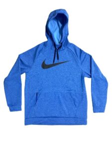 nike mens men's hoodie pull-over swoosh (as1, alpha, l, regular, regular, blue/black)