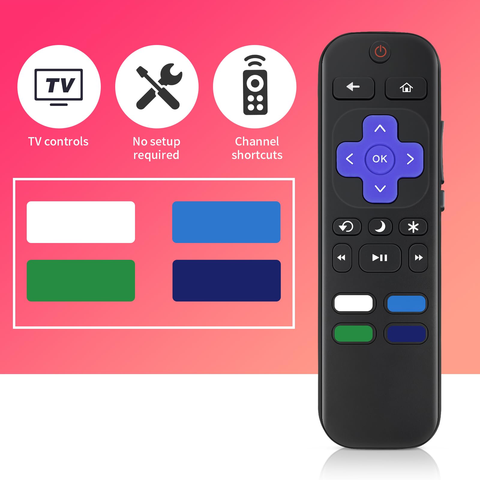 (Pack of 2) Replacement Remote Control Only for Roku TV, Compatible for TCL Roku/Element Roku/Westinghouse Roku/Hisense Roku/Onn Roku/Insignia Roku/Philips Roku Smart TV【Not for Roku Stick and Box】