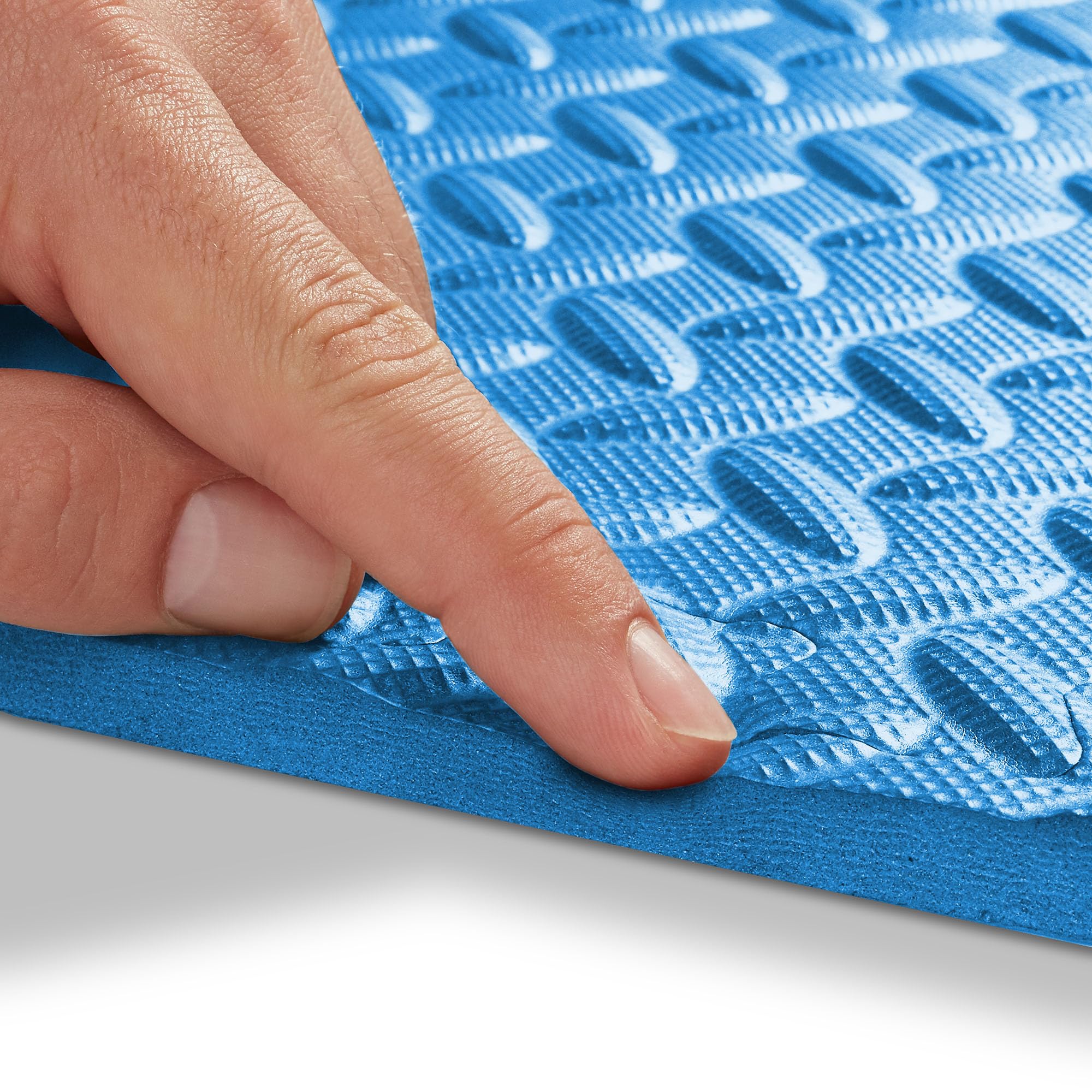 Philosophy Gym Pack of 12 Exercise Flooring Mats - 12 x 12 Inch Foam Rubber Interlocking Puzzle Floor Tiles - Blue