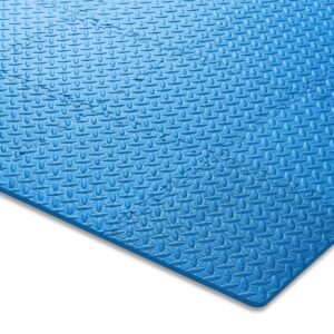 Philosophy Gym Pack of 12 Exercise Flooring Mats - 12 x 12 Inch Foam Rubber Interlocking Puzzle Floor Tiles - Blue