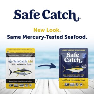 Safe Catch Wild Ahi Yellowfin Tuna Fish Pouches, Wild Caught, Lowest Mercury, Lean Protein, Omega 3, Gluten-Free, Kosher, Pack of 12