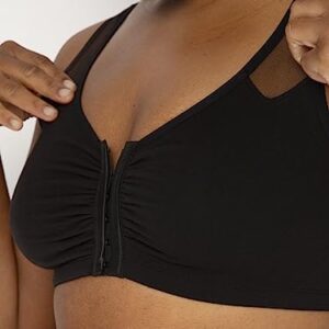 Fruit of the Loom Women's Comfort Front Close Sport Bra with Mesh Straps, Black Hue/Sand