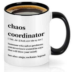 cabtnca chaos coordinator mug, chaos coordinator gifts, office gifts for coworkers, boss mug, office coordinator mug, coffee mugs for women, teacher/coworker/boss gifts for women, 11oz