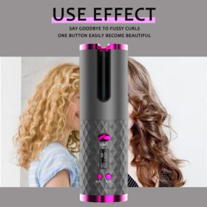 Automatic Curling Iron, Hair Curling Iron for Hair Styling, Cordless Auto Hair Curler, with 6 Temps and Timers, Auto Shut-Off, Fast Heating, Rechargeable Cordless Hair Curler 1 (Gray)