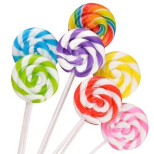 LIGHT BLUE SWIRL LOLLIPOPS - 24 SUCKERS INDIVIDUALLY WRAPPED - 2 INCH POPS