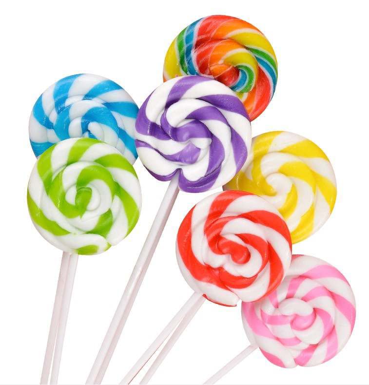 LIGHT BLUE SWIRL LOLLIPOPS - 24 SUCKERS INDIVIDUALLY WRAPPED - 2 INCH POPS