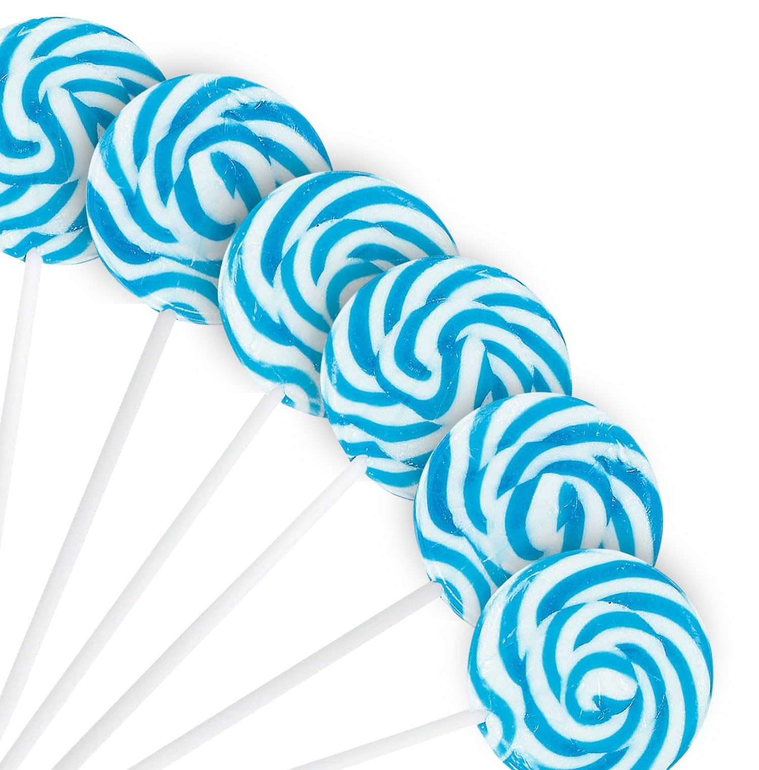 LIGHT BLUE SWIRL LOLLIPOPS - 24 SUCKERS INDIVIDUALLY WRAPPED - 2 INCH POPS