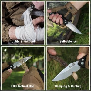 Mossy Oak Folding Pocket Knife, 4" Stonewash Blade Tactical Knife, G10 Handle Small EDC Knives with Pocket Clip & Axis Lock for Camping Survival Hiking, Premium Outdoor Gifts for Men Women