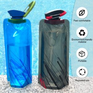 hautllaif (3 Pack) 700ml Large Foldable Water Bottle Fully Collapsible Stock Bottle, Portable Water Bottle for Running Cycling outdoor (Black, Blue, White