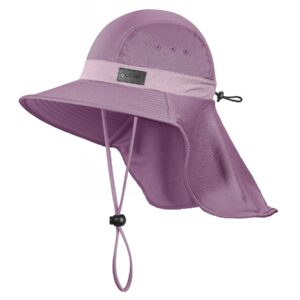 sukeen cooling sun hat for men women upf50+ wide brim fishing hat with neck flap adjustable foldable bucket hat for hiking purple