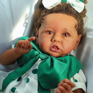 COSYOVE Reborn Baby Dolls Black Girl -Saskia, 23 Inches Realistic Baby Dolls with Lifelike African American Vinyl Body-Newborn Baby Doll Gift Set for Kids Age 3+