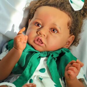 COSYOVE Reborn Baby Dolls Black Girl -Saskia, 23 Inches Realistic Baby Dolls with Lifelike African American Vinyl Body-Newborn Baby Doll Gift Set for Kids Age 3+