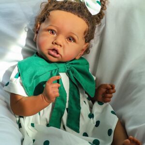 COSYOVE Reborn Baby Dolls Black Girl -Saskia, 23 Inches Realistic Baby Dolls with Lifelike African American Vinyl Body-Newborn Baby Doll Gift Set for Kids Age 3+