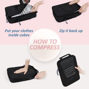 BAGSMART Compression Packing Cubes for Travel, 6 Set Travel Packing Cubes for Suitcases, Compression Suitcase Organizer Bags Set for Travel Essentials, Lightweight Packing Organizers