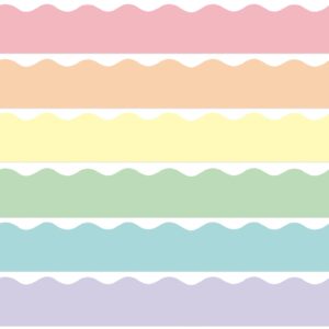 containlol bulletin board borders for classroom decoration, 118 ft colorful scalloped classroom borders for back to school students classroom chalkboard decor(pastel pop color)