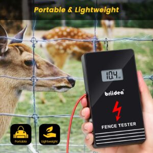 Electric Fence Tester, Briidea 300V-15000V Electric Fence Voltage Tester with LCD Large Display and Low Battery Reminder, Designed for Your Fence Voltage Troubleshooter, Portable & Easy to Use