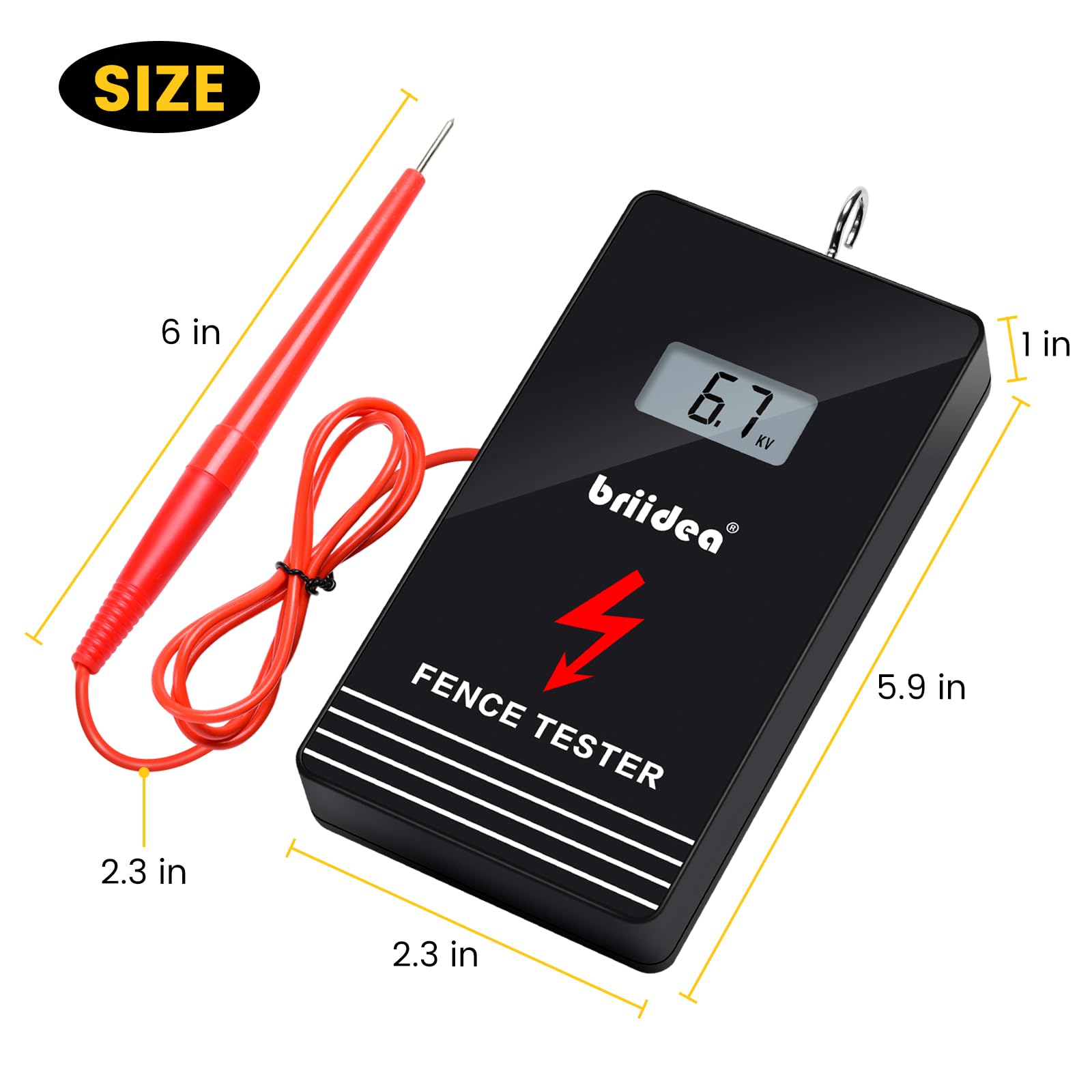 Electric Fence Tester, Briidea 300V-15000V Electric Fence Voltage Tester with LCD Large Display and Low Battery Reminder, Designed for Your Fence Voltage Troubleshooter, Portable & Easy to Use