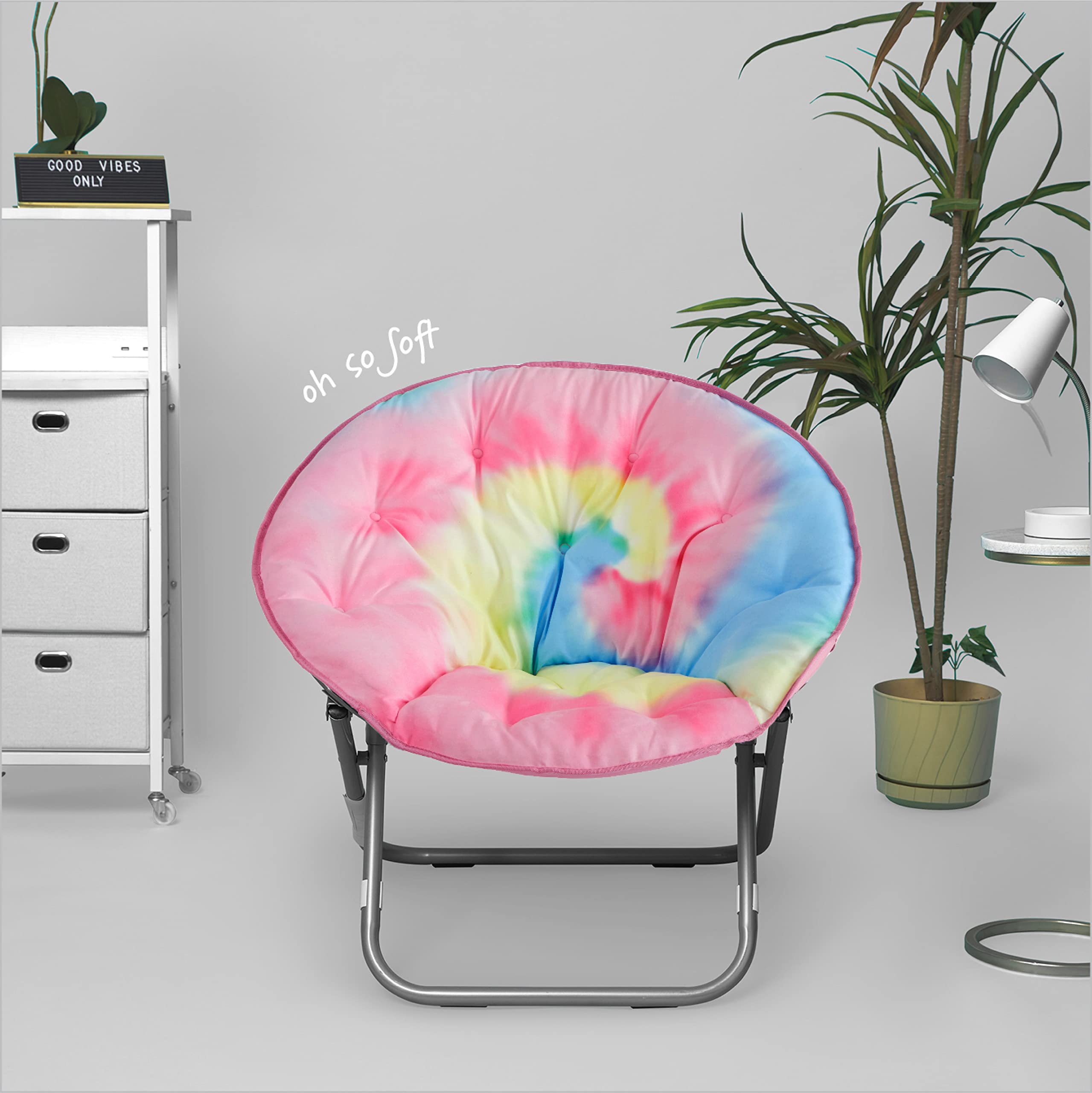 Urban Lifestyle Micromink Saucer Chair, Rainbow Tie Die