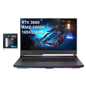 asus rog strix g15 15.6" 165hz wqhd gaming laptop, amd ryzen7 6800h, geforce rtx 3060, 64gb ddr5, 4tb ssd, rgb keyboard, vr-ready, intelligent cooling, gray, win 11 pro, 128gb hotface extension set