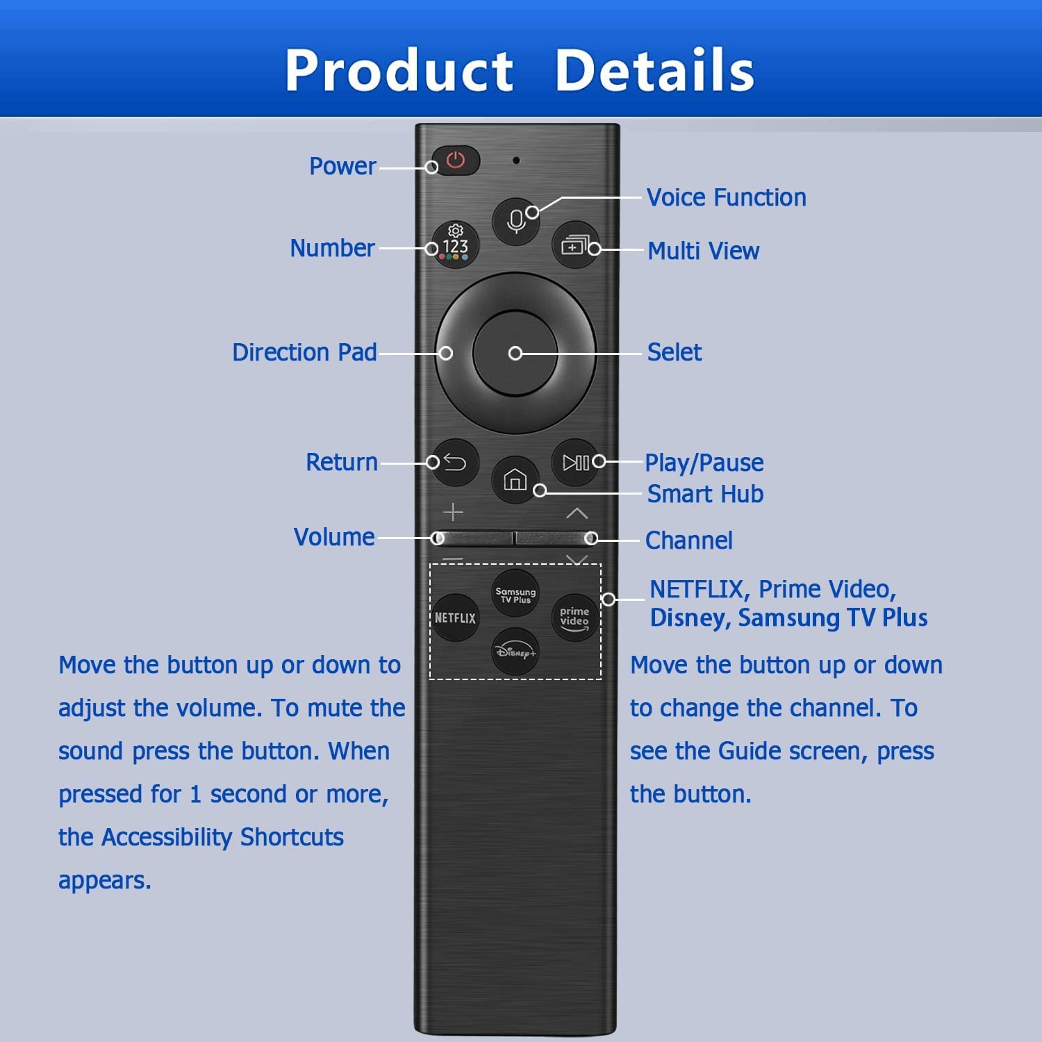 Amtone Replacement BN59-01385A Voice Control Enabled Remote Control for Samsung Smart TVs Compatible with Neo QLED, The Frame and Crystal UHD Series