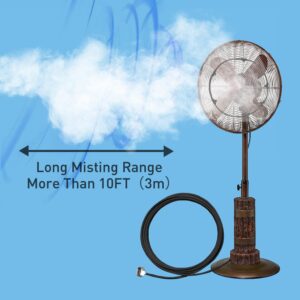 Laboomkey Stay Cool Outdoors with 18 Inch Misting Fan Kit - 26ft Water Mister Spray Tube& 5 Removable Brass Nozzles & Galvanized Solid Brass Adapter for patio misters for cooling outdoor