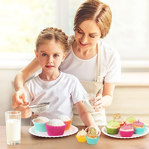 Caperci Bright Rainbow Jumbo Cupcake Liners Extra Large Muffin Baking Cups 300-Count, Odorless, Upgraded & Food Grade Grease-Proof Paper