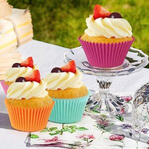 Caperci Bright Rainbow Jumbo Cupcake Liners Extra Large Muffin Baking Cups 300-Count, Odorless, Upgraded & Food Grade Grease-Proof Paper