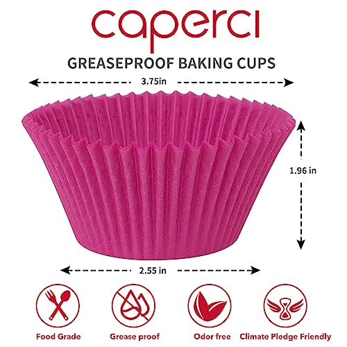 Caperci Bright Rainbow Jumbo Cupcake Liners Extra Large Muffin Baking Cups 300-Count, Odorless, Upgraded & Food Grade Grease-Proof Paper