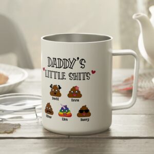 Personalized Dad Insulated Coffee Mug, Dad's Little Sh-it Mug, Birthday Gift Coffee Mug, Father's Day Gift, Dad's Little Sh-it Cup, Funny Cup For Dad, Gift For Dad, Coffee Mug For Hot Cold Drink Use