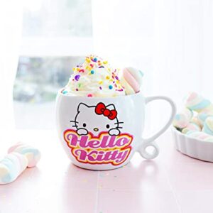 Sanrio Hello Kitty Hearts Ceramic Coffee Cup With Loop Handle | Mug For Tea, Espresso, Cocoa | Holds 16 Ounces