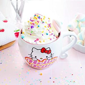 Sanrio Hello Kitty Hearts Ceramic Coffee Cup With Loop Handle | Mug For Tea, Espresso, Cocoa | Holds 16 Ounces