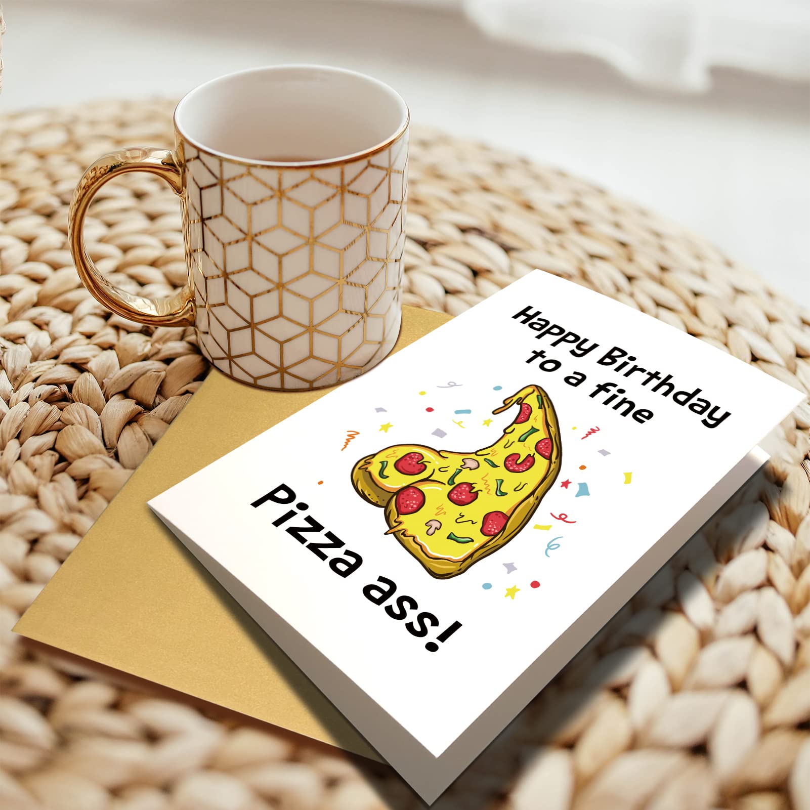 Chenive Naughty Birthday Card for Him, Funny Pizza Birthday Card, Birthday Greeting Card for Husband Boyfriend Friend, Happy Birthday To A Fine Pizza Ass Card