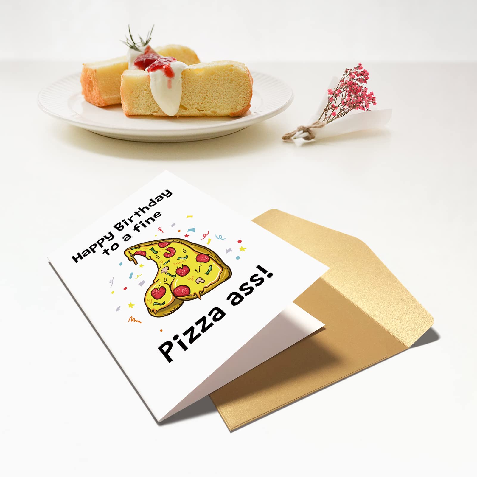 Chenive Naughty Birthday Card for Him, Funny Pizza Birthday Card, Birthday Greeting Card for Husband Boyfriend Friend, Happy Birthday To A Fine Pizza Ass Card