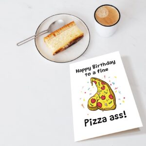 Chenive Naughty Birthday Card for Him, Funny Pizza Birthday Card, Birthday Greeting Card for Husband Boyfriend Friend, Happy Birthday To A Fine Pizza Ass Card