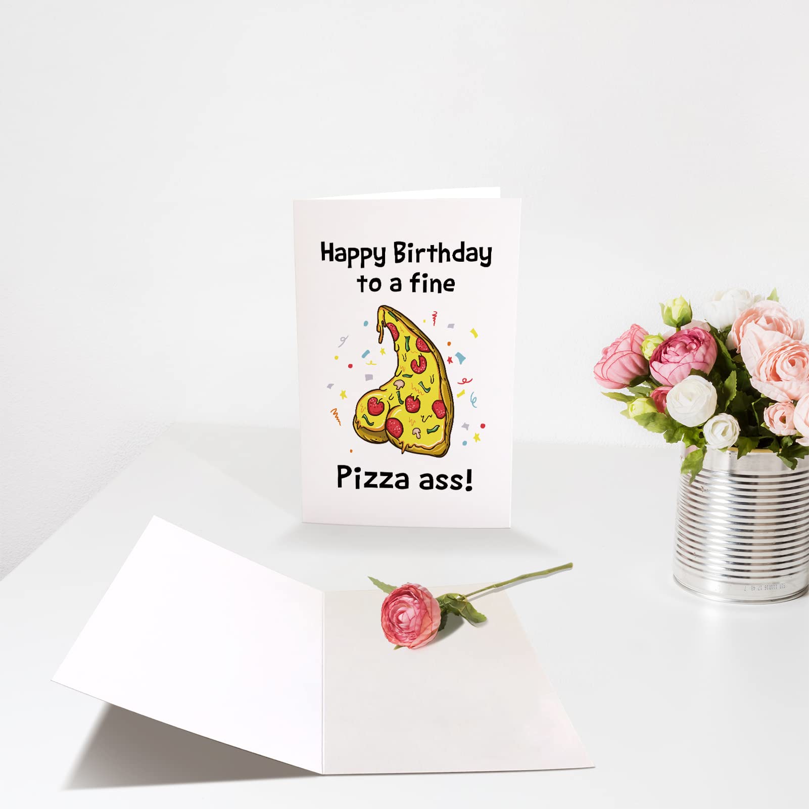 Chenive Naughty Birthday Card for Him, Funny Pizza Birthday Card, Birthday Greeting Card for Husband Boyfriend Friend, Happy Birthday To A Fine Pizza Ass Card