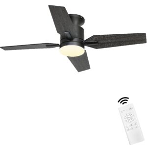 ohniyou ceiling fan with lights flush mount,40'' small ceiling fans with lights and remote control,indoor outdoor quiet dc black low profile ceiling fan for patio kitchen dining room bedroom