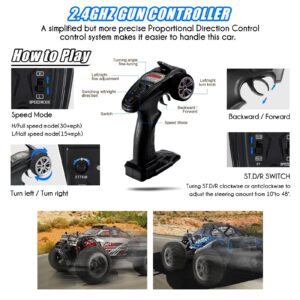 FUUY 1/16 Fast RC Cars for Adults with 2 Batteries&Shells, All Terrain 42KPH High-Speed Remote Control Car, Waterproof Off-Road RC Crawler, Hobby Truck Toy Youth Gift for Age 14+